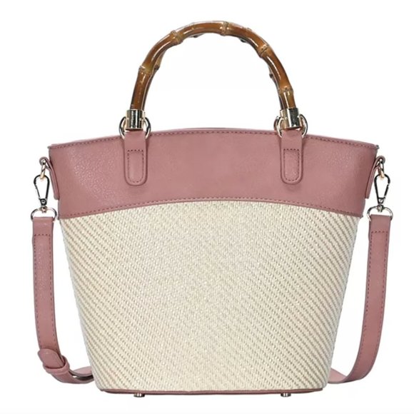 Miztique | Bags | Miztique Vegan Leather Two Tone Straw Crossbody Bag ...